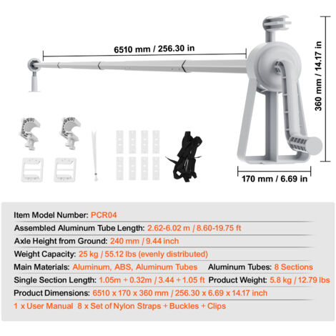 Mophorn Pool Cover Reel, 20 ft Aluminum Solar Cover Reel Set for Above ...