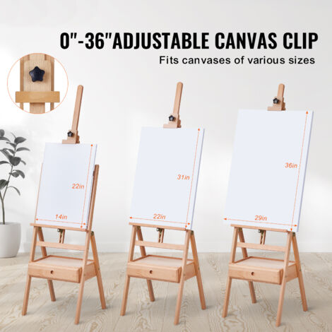Mophorn Studio H-Frame Easel, Holds Canvas up to 36", Beechwood Artists ...