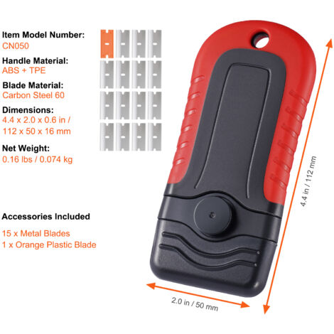 Mophorn Razor Blade Scraper, 15 Extra Carbon Steel Blades, Locking Tool ...