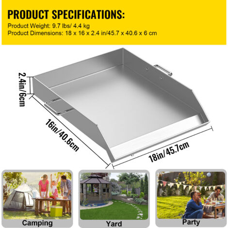 Mophorn Square Grill Plate 16 x 18 Inch Stainless Steel Griddle Flat ...