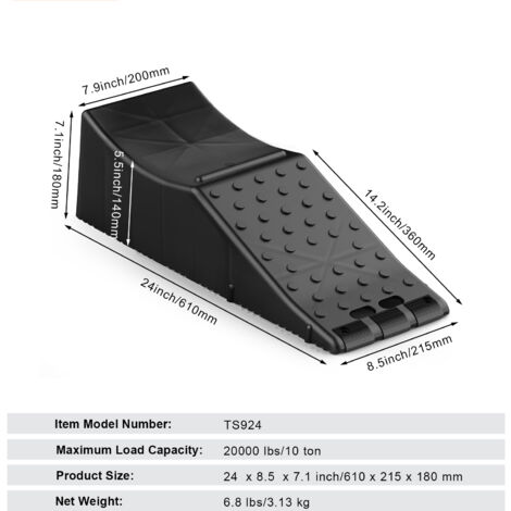 Mophorn Car Ramp, 1 Piece Low Profile Car Service Ramp, 20000 lbs/10 ...