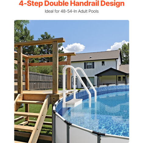 Mophorn Swimming Pool Ladder, 4 - Step Double - Handrail Stairs with ...