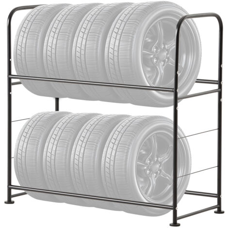 Mophorn Tire Storage Rack, 2-Shelf Steel Tire Stand, Adjustable Height ...