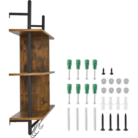 Mophorn 3-Tier Industrial Pipe Shelf, 41.5x9.84in Wall-Mount Rustic ...