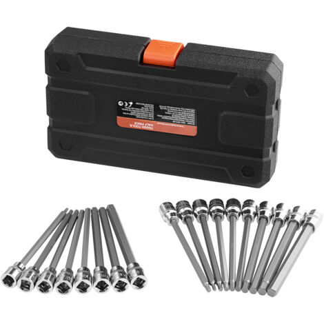 Mophorn 18-Piece Extra Long Allen Hex Bit Socket Set, 3/8 Inch Drive ...