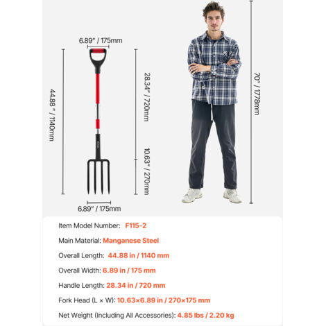 Mophorn 4-Tine Garden Fork with Fiberglass Handle, 45-Inch Heavy-Duty Digging Tool, Y-Grip ...