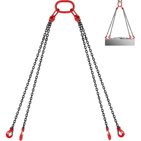 Mophorn 5/16" x 10 ft Chain Sling, G80 Engine Hoist with Hooks, 11000 ...