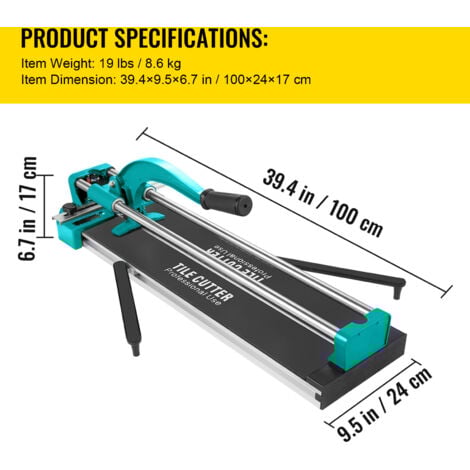 Mophorn 31 Inch Manual Tile Cutter Double Rails & Brackets 3/5 in Cap ...