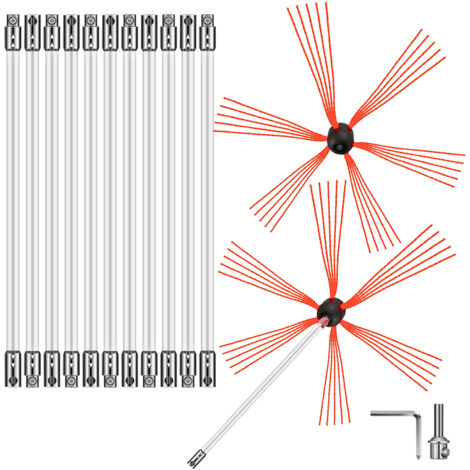 Mophorn 39FT Flexible Chimney Sweep Rods Kit – Nylon, 2 Brush Heads, 12 ...