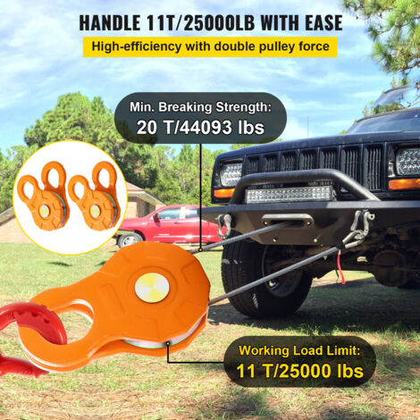 Mophorn Snatch Block, 11T/25,000 LBS Load Capacity, Heavy Duty Winch ...