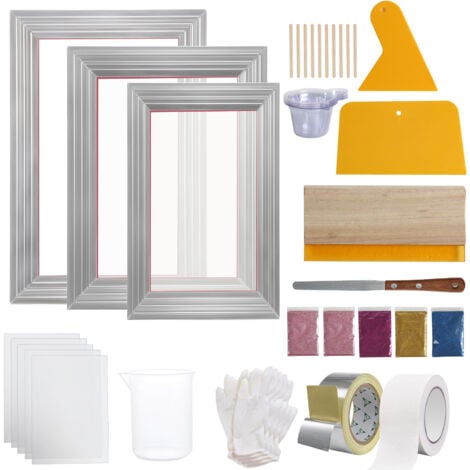Mophorn Screen Printing Kit, 3 Pieces Aluminum Silk Screen Printing ...