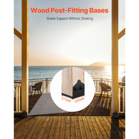 Mophorn 6x6 Post Base Set, 2 Pieces, Inner Dimensions 5.9x5.55 inches ...