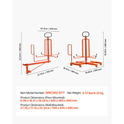 Mophorn Portable Cable Dispenser, Floor or Wall Mounted Wire Spool Rack ...