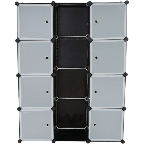 Scaffale modulare Sydney T304 8 scomparti e appendiabiti plastica nero