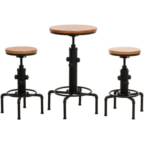 Set tavolo + 2x sgabelli da bar HHG-970, tavolo alto altezza regolabile ...