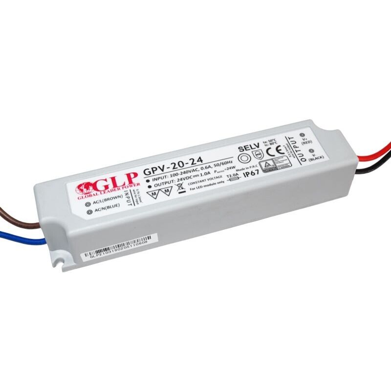 DC15V Fuente de alimentación LED 20W 1.33A IP67 GLP