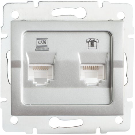 Informática Teléfono - RJ45 Cat 6 + RJ11 - Plata - Incorporado