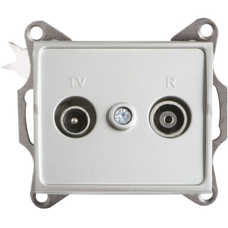 Terminal TV-Radio socket - Muro montado - 2 salidas - Plata