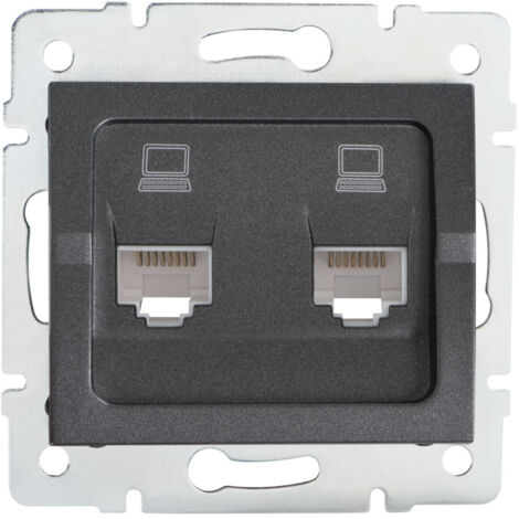 Enchufe doble RJ45 Cat 5e – 2 puertos – incorporado – ABS Graphite