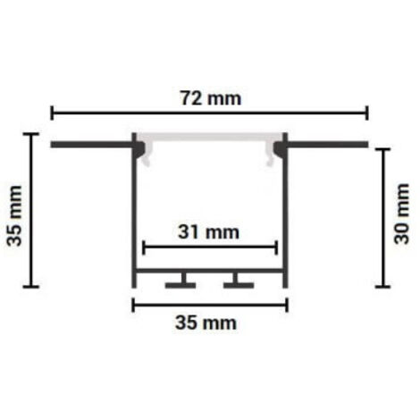 Perfil 2m para Enduct Black White Diffuser para Ruban LED