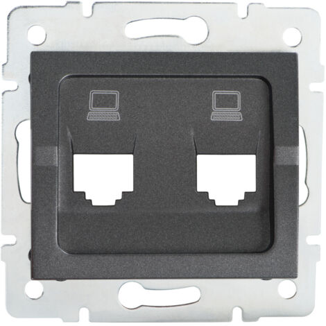 Enchufe doble RJ45 incorporado - 2x Jack Cat6 - Gráfico ABS - 71x71mm