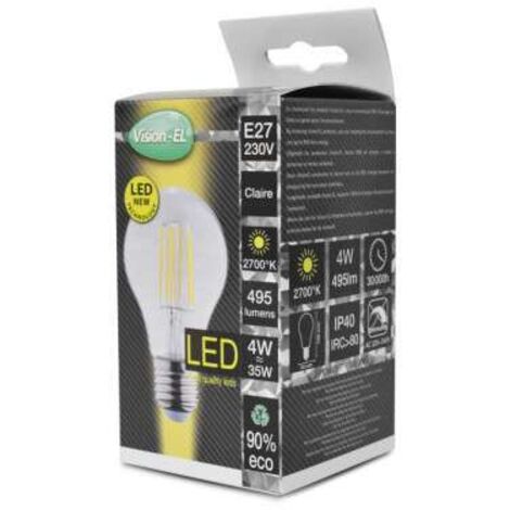 LED FIL COB BULB E27 4 W 2700K CLAR BOX