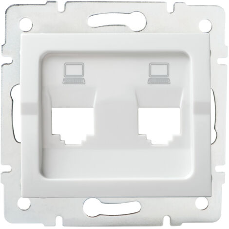 Doble toma RJ45 receso - 2x Jack Categoría 6 - ABS white - 71x71mm