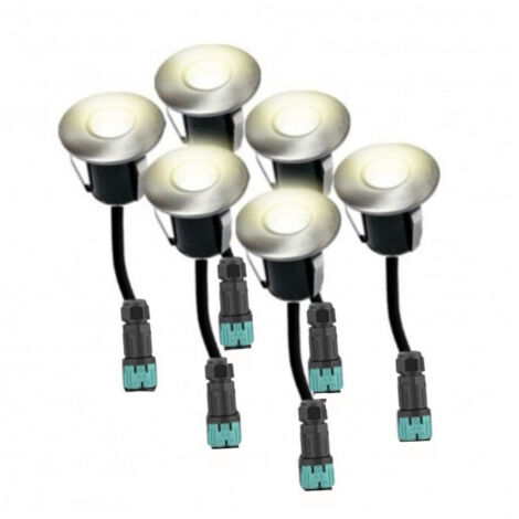 Lote de 6 mini LED LED incorporado 0.8W Ø45mm IP67 - Blanco caliente 3000K