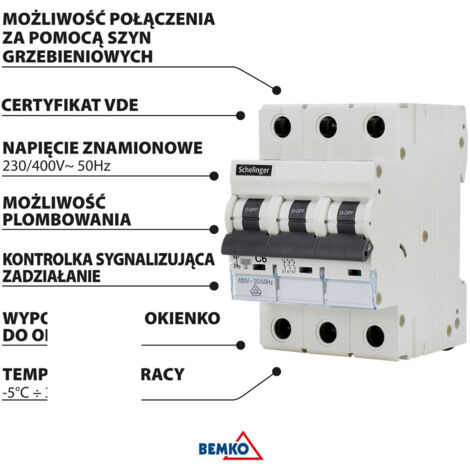 Interruptor modular Tripolar 40A - Protección eléctrica 6kA - Curve B ...