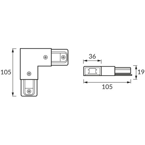 L del conector de riel blanco - PS230V - Aluminio - IP20 - 105x105mm