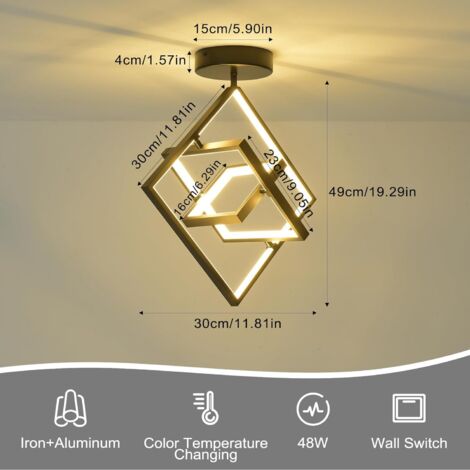 Ganeed 36W Black LED Ceiling Light Modern Flush Mount Lighting for ...