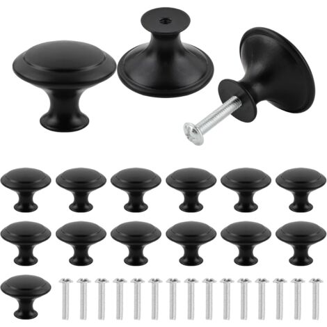 16 Pièces Noir Mat Tiroir de Porte,Boutons de Placard Noirs, 30mm Noir ...