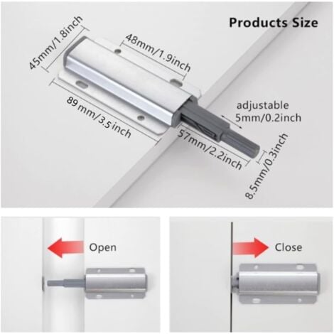 4 Pcs Poussoir Porte Placard Magnétique Ouvre-porte à Pression Push to ...