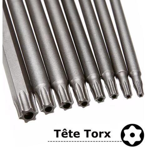 Jeu de 8 Embout Torx Long 200mm Hex Tige Tamper Proof Tournevis Torx Embouts Magnétiques T8, T10 ...