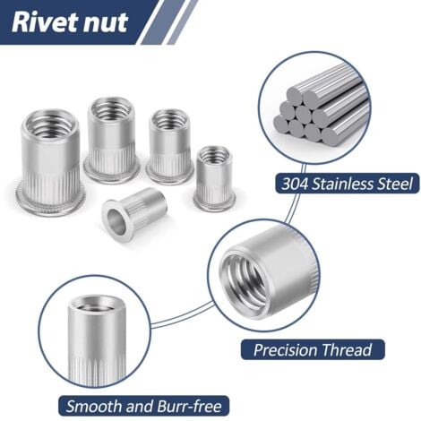 50 Pièces Insert M6, Écrous à Sertir Rivet Fileté, Écrou de Rivet ...