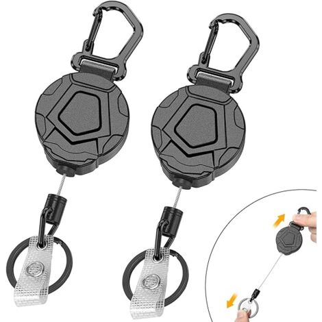 Porte Clef Badge Enrouleur, Lot De Deux Porte-badges Clé Retractable ...