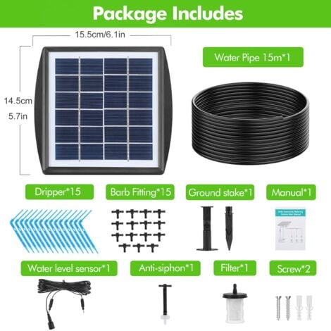 Kit Arrosage Automatique Solaire avec Minuterie 15M Tuyau Arrosage Système D'arrosage ...
