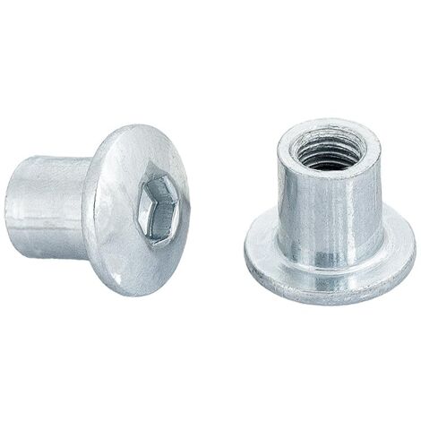 50 Pcs M6 x 15 x 10mm Round Head Hex Socket Nut Socket Nut White Zinc ...