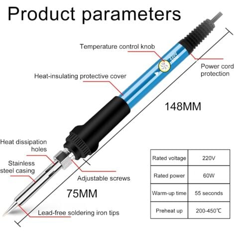 Fer à Souder Etain de Précision,Fer à Souder,Fer a Souder Kit,Temperature Réglable 200450℃,60W ...