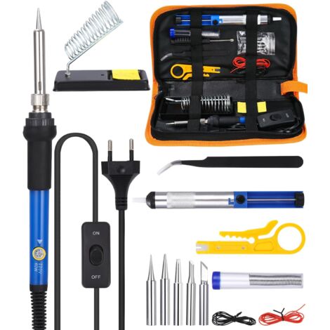Fer à Souder, 60W Kit de Fer a Soudure 16 PCS, Fer à Souder Etain de Précision, Temperature ...