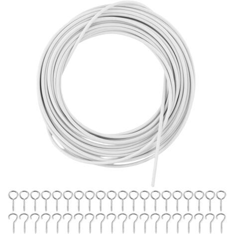 10m Cable pour Rideaux, Blanc Fil De Rideau, Corde À Rideau Plastifiée ...