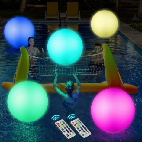 LED Beach Balls Glow in Dark Party Supplies, 2pcs Inflatable Light up ...