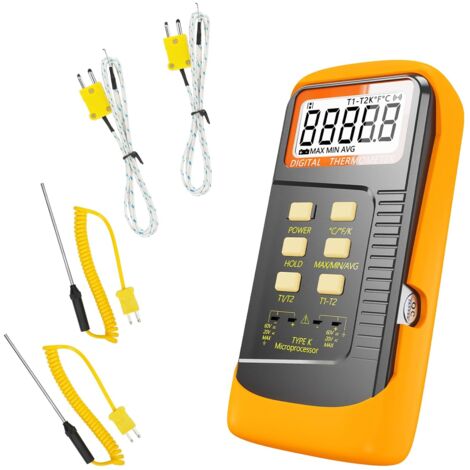 Thermomètre à thermocouple portable, 2 canaux, sonde thermocouple de ...