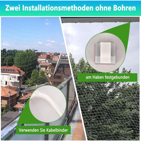 Filet pour chat pour balcon sans perçage : 3 x 4 m filet chat fenêtre ...