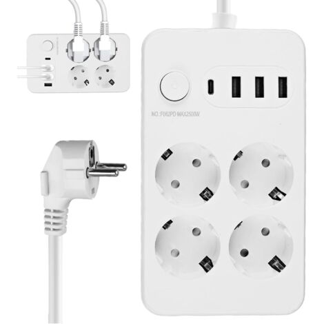 Prise rétractable : multiprise encastrée à 3 prises, charge rapide USB ...