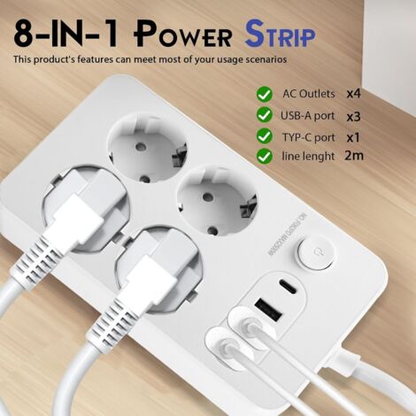 Prise rétractable : multiprise encastrée à 3 prises, charge rapide USB ...