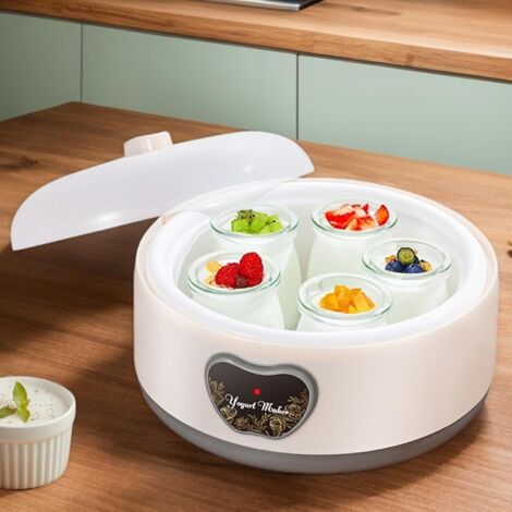 Yaourtière électrique, yaourtière, pot réutilisable avec couvercle de 5 ...