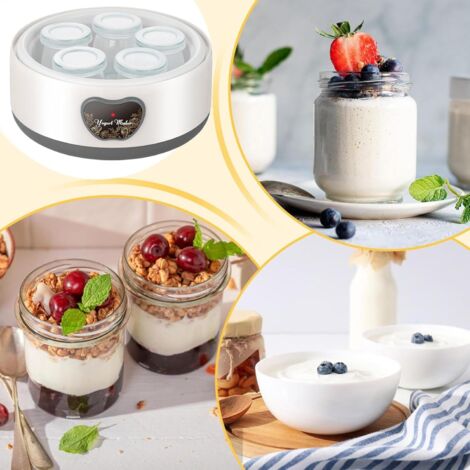 Yaourtière électrique, yaourtière, pot réutilisable avec couvercle de 5 ...