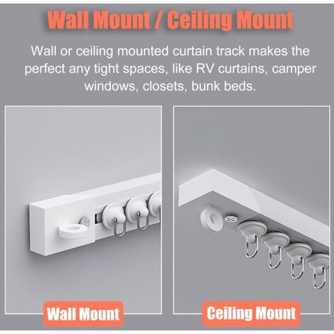Tringle à rideau autocollante sans perçage pour plafond ou mur 6x40cm ...