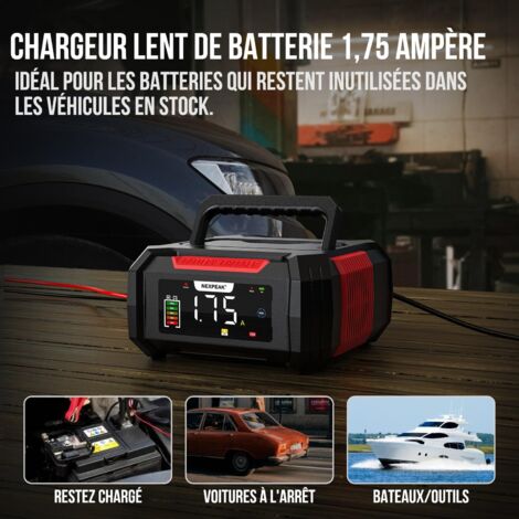15A Chargeur de Batterie de Voiture, NC315 12V/24V Chargeur de Batterie Rangement des câbles ...